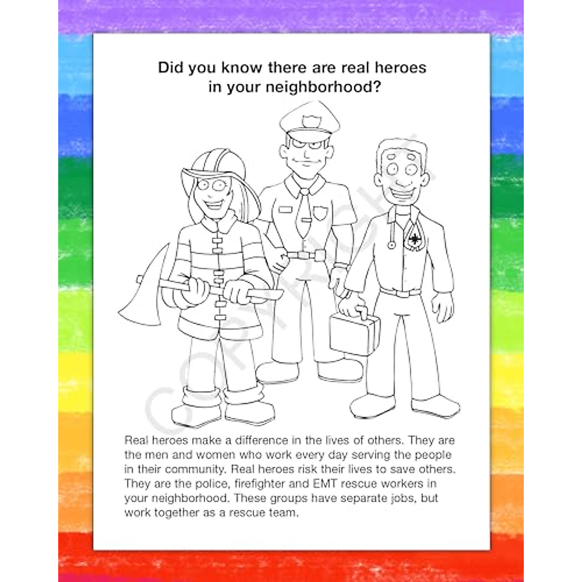 ZOCO - My Heroes - Police, Fire, EMTs - Kids Coloring Books (25 Bulk Pack, Without Crayons) - Community Relations & Promotional Handout - Games, Puzzles, Activities for Children