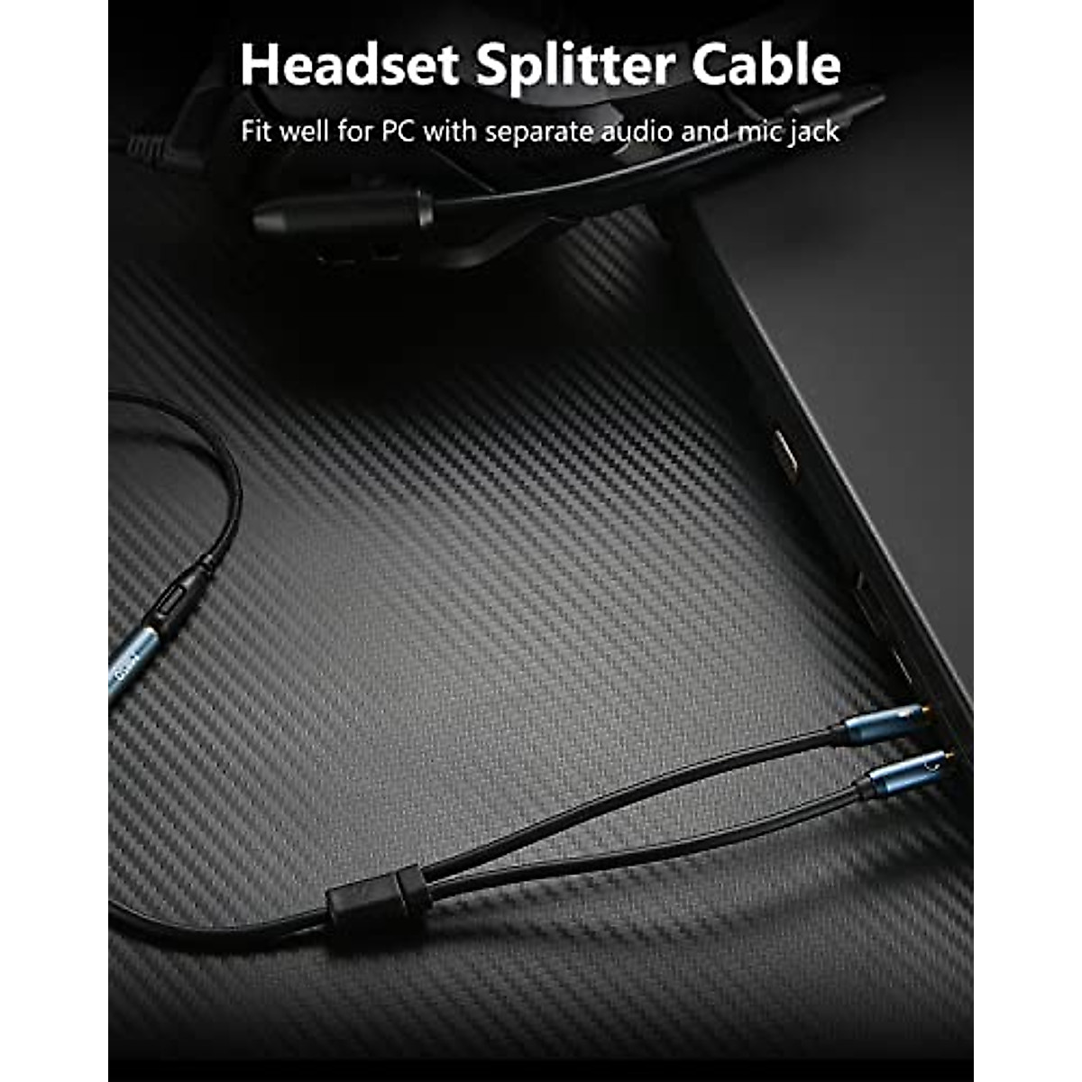 MillSO Headset Splitter CTIA 3.5mm 2 Male to 1 Female Headset Adapter for Gaming Headset to PC Headphone Splitter with Separate Microphone and Headphone Jack - 30CM/12inch