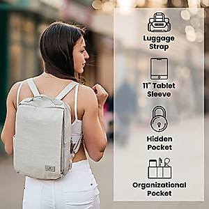 Nordace Siena II Mini Smart Backpack for Everyday Use with USB Charging Port, Water Resistant - Sleek Laptop Backpack for Daily Tasks, Work, and Casual Adventures (Light Gray)
