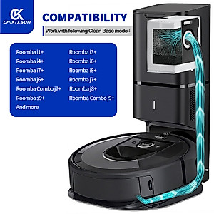 CHIKIXSON Reusable Vacuum Bags for All iRobot Roomba I & S & J Series Clean Base, 3 Pack, Zipper (New Version)