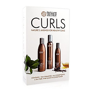 Surface Hair Curls Trio Box Set, Shampoo, Conditioner And Leave-In Conditioner For Healthy And Defined Curly And Wavy Hair, Vegan And Paraben Free