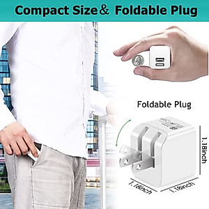 12W USB Wall Charger with Foldable Plug, 3-Pack 2.4A Dual-Port Power Adapter Mini Charging Block Cube Compatible iPad, iPhone 12 11 Pro Max XR/XS/X 8/7/6/6s Plus, Samsung, Moto, HTC＆ More(ETL Listed)