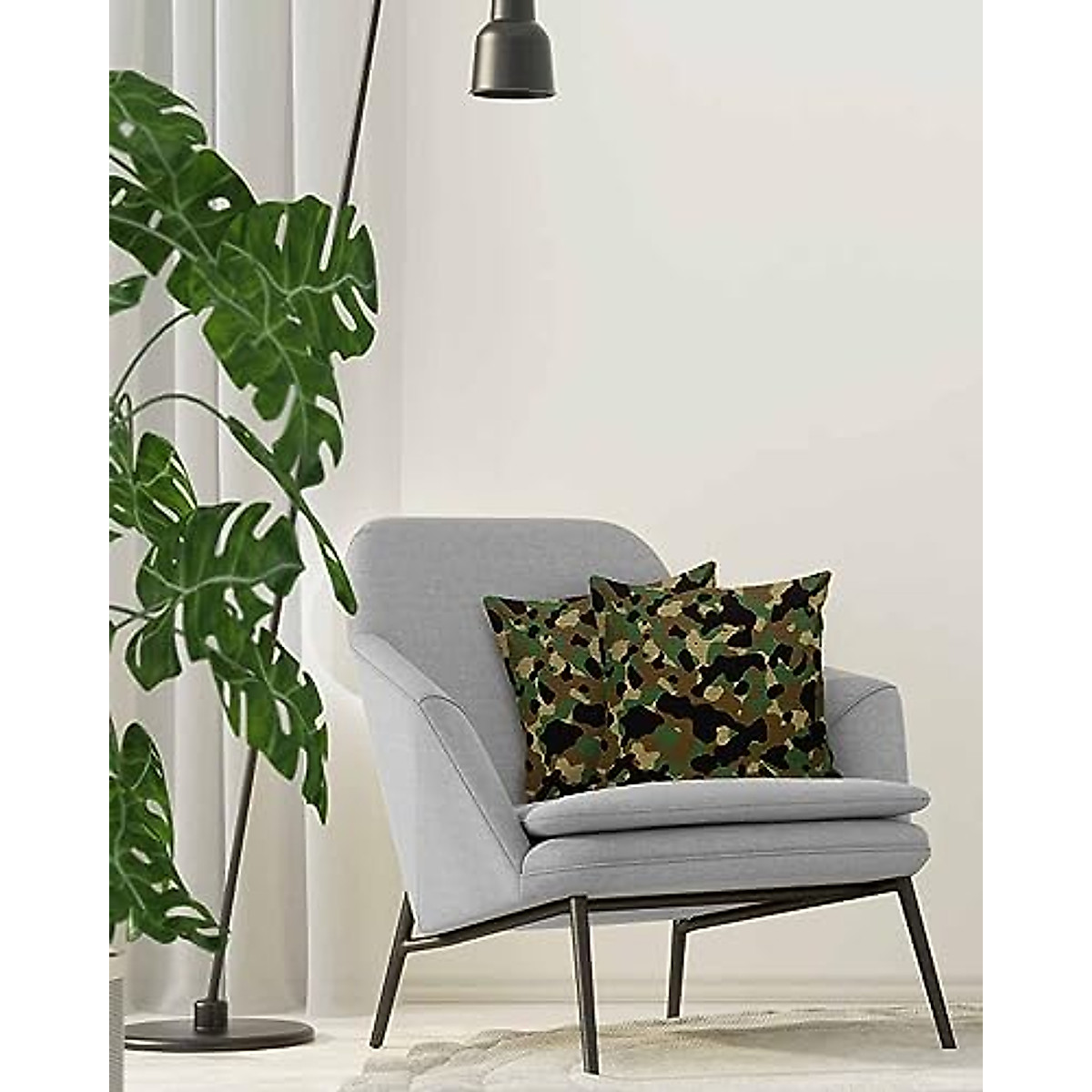 applebless Set of 2 Throw Pillow Covers Square for Home Decor, Camo 18x18 Inch Cotton Reversible Pillow Case Sofa Soft Cushion Cases for Bedroom Couch Bed Car Chair