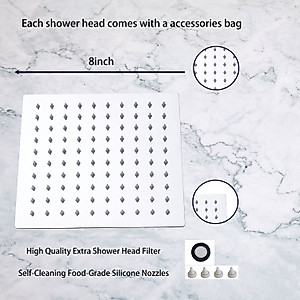 GGStudy Square 6 Inch Stainless Steel Shower Head High Pressure Rainall Shower Head Chrome Ultra Thin Design-Best Pressure Boosting with Silicone Nozzle Easy to Install