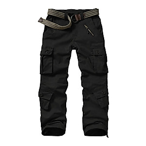 Raroauf Work Cargo Pants Womens Cotton Casual Military Combat Tactical Pants,Rip-Stop Outdoor Hiking Trousers Black US 8