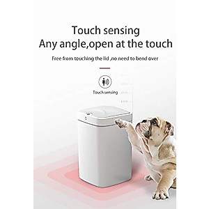 KAMILLEE Sensor Trash Can Automatic Trash Can Garbage Can 4.7 Gallon Metal Touchless Automatic Pearl White Waste Bin for Office Bathroom