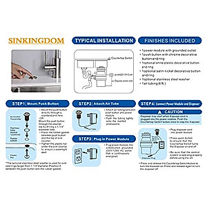 SINKINGDOM SinkTop Air Switch Kit with Mtte Black Long Button(Brass Cover) for Garbage Disposal