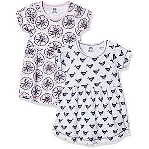 Yoga Sprout Cotton Dress, 2 Pack, Bloom, 0-3 Months