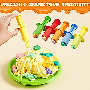 Joyin 44 Pieces Play Dough Accessories Set for Kids, Playdough Tools with Various Plastic Molds, Rolling Pins, Cutters