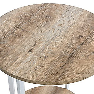 Household Essentials Coastal Oak Round End Table 2 Tier