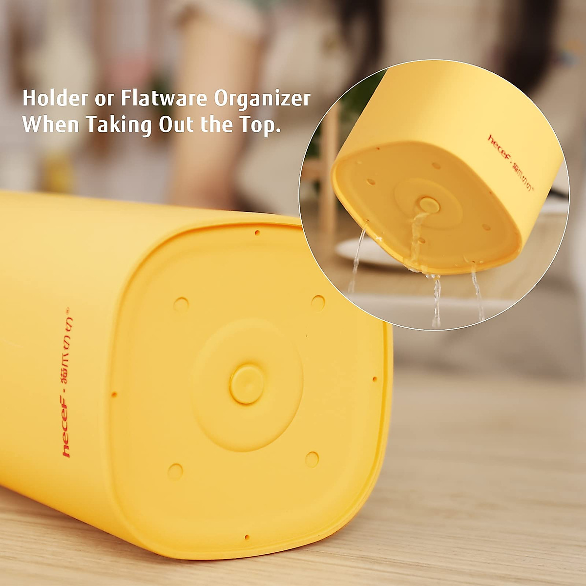 hecef Cute Kitchen Knife Set,5-piece Non-Stcik Knives Set with Detachable Block and Scissors,Sharp Kitchen Knives for Chopping, Slicing, Dicing and Cutting (Yellow)