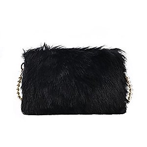 Ynport Faux Fur Bag for Women Fuzzy Evening Clutch Fluffy Feather Shoulder Purse Small Cute Furry Phone Crossbody Handbags