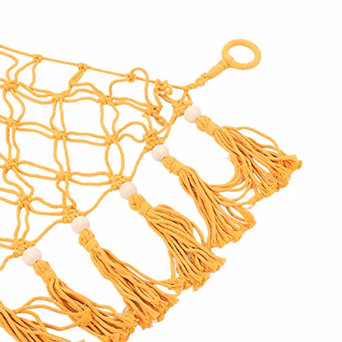 Stuffed Animal Storage Net, Macrame Toy Plush Toy Net Hammock Easy to Install Animals Corner Hanging Stuffed Animal Storage Holder Space Saving Tassel Toys Bedroom Storage Hammock (Autumn Yellow)