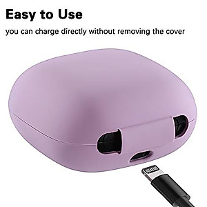 GEAK Portable Powerbeats Pro Case, 360° Protection Shockproof Soft Silicone Cover with Keychain Compatible for Beats Powerbeats Pro 2019, Lavender