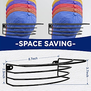 ZOUTOG Hat Organizer for Baseball Caps, 2 Pack Hat Rack with 20 Hat Clips for Wall and Door, Rust Resistant Metal Ball Cap Holder, Ballcap Storage Organizer Holds Up to 40 Caps