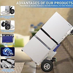 ZLPOWER Electric Stair Climbing Hand Trucks Heavy Duty Dolly Cart for Moving 440lb Max Capacity Power Folding Furniture Climber Trolley Motor Battery Powered for Family Removal (Silver-Model A)