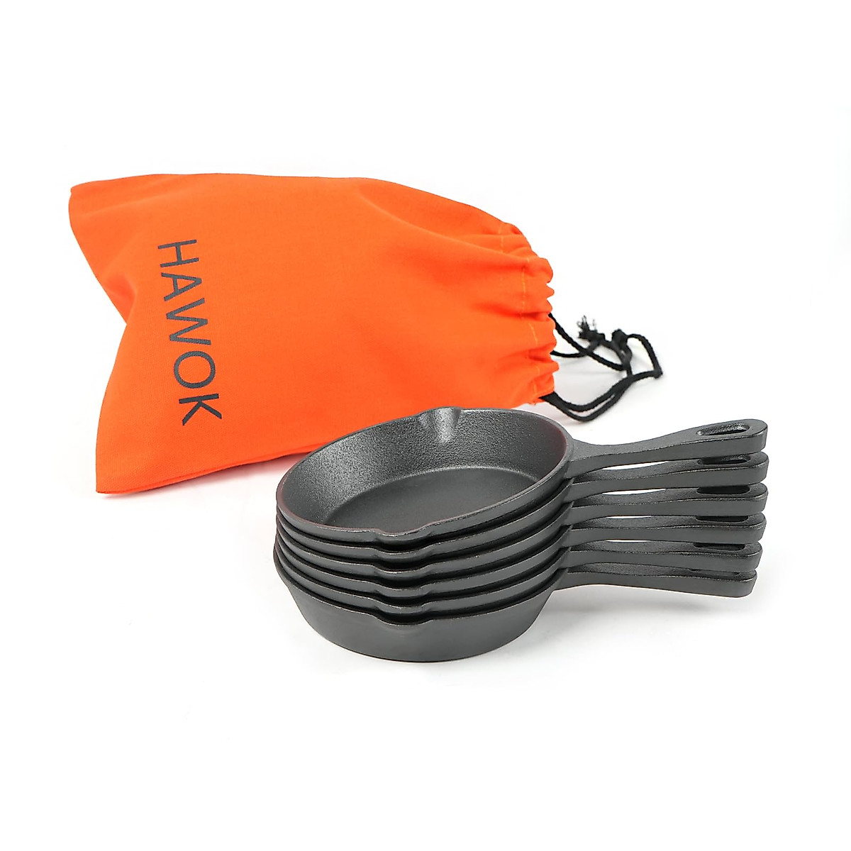 HAWOK DIA.6 inch Round Mini Skillet Black Pack of 6…