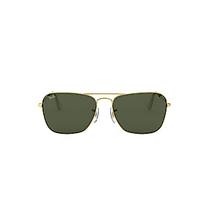 Ray-Ban RB3136 Caravan Square Sunglasses, Gold/G-15 Green, 55 mm