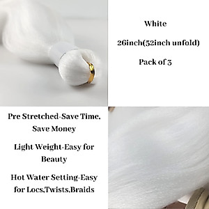 Leticia White Braiding Hair Pre stretched Kanekalon prestretched Braiding Hair Ez Braid Hypoallergenic Synthetic Box Braiding Hair Extensions 26 Inch