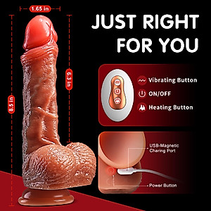 Thrusting Dildo Vibrator Sex Toys - 4 in 1 Realistic Dildos with 3 Thrustion 10 Vibration Rotation Heating Modes for G Spot Anal Clitoral Stimulation, Strong Suction Cup Dildo Adult Toys for Women