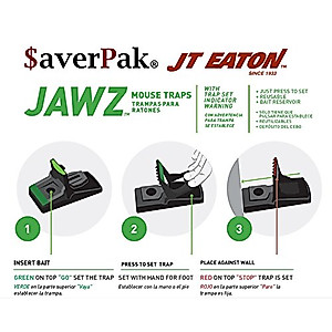 $averPak 4 Pack - Includes 4 JT Eaton Jawz Mouse Traps for use with Solid or Liquid Baits