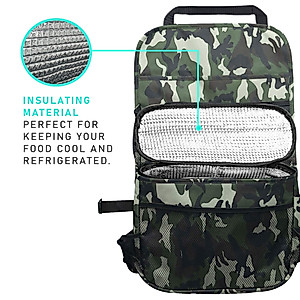 FH Group Multi-Pocket Camo Print Seat Back Organizer with Cooler - Backseat Organizer for Kids-Universal