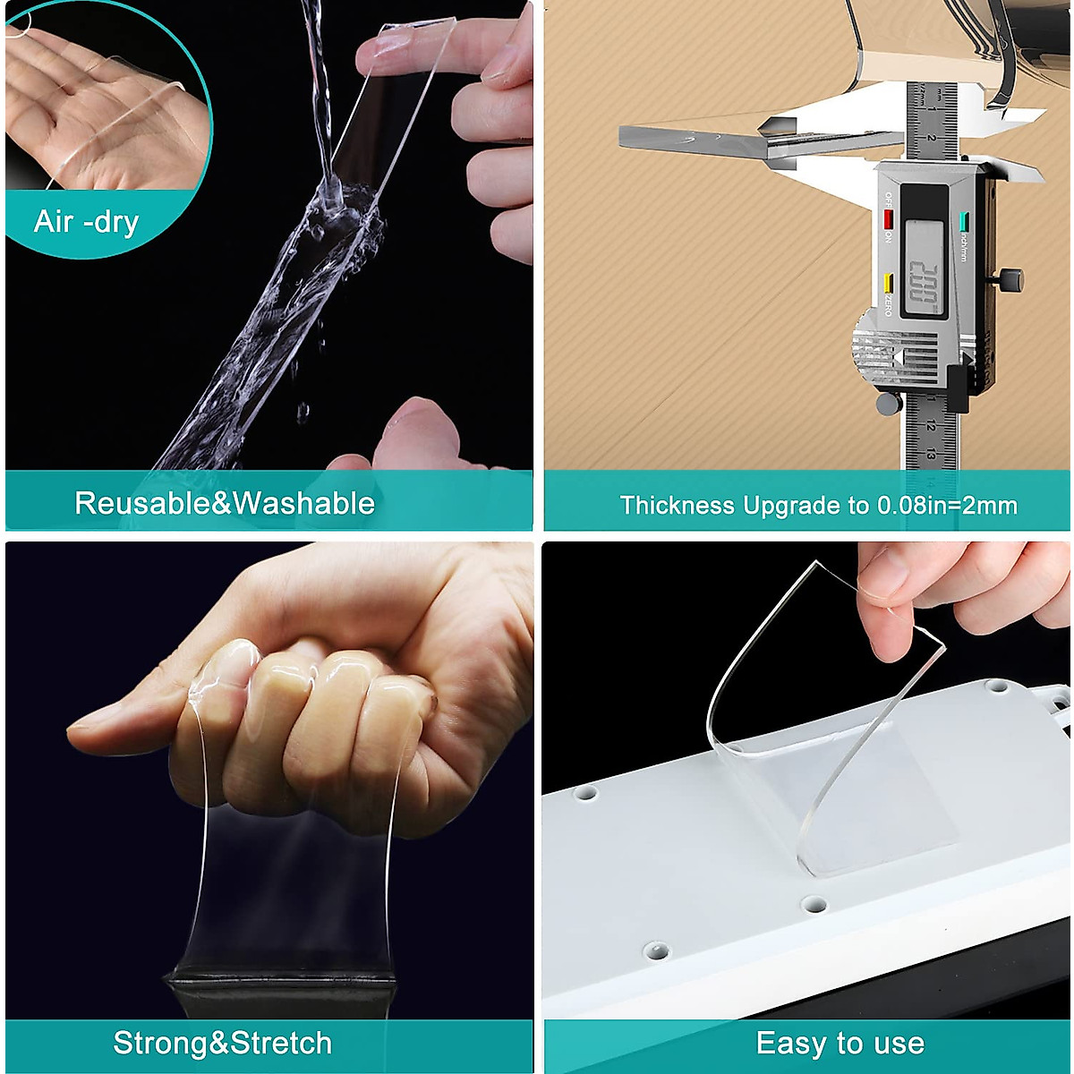 SHANDERBAR Nano Double Sided Tape Heavy Duty, Multipurpose Removable Mounting Adhesive Grip Tape,Washable Sticky Strong Wall Tape Strips Transparent Tape Poster Carpet Tape for Paste Items,Household