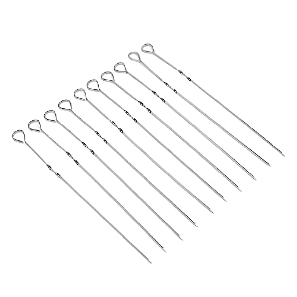 RvSky Garden kit Barbecue Skewer Flat Long Reusable Stainless Steel Kebab Sticks for Meat Vegetable Grilling 10pcs