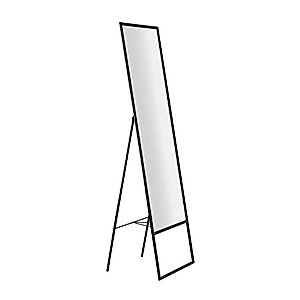 Adesso Alfred Full Length Simple, Modern Matte Black Floor Mirror with Folding Frame