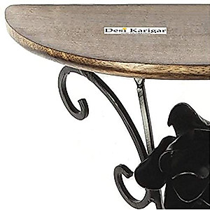 Desi Karigar Wooden & Wrought Iron Wall Rack Bracket Shelf Fancy Design