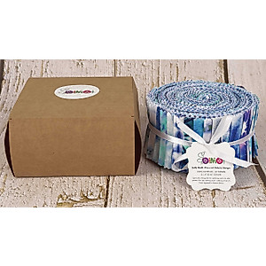 Soimoi 40Pcs Tie Dye Print Cotton Precut Fabrics for Quilting Craft Strips 2.5x42inches Jelly Roll - Blue