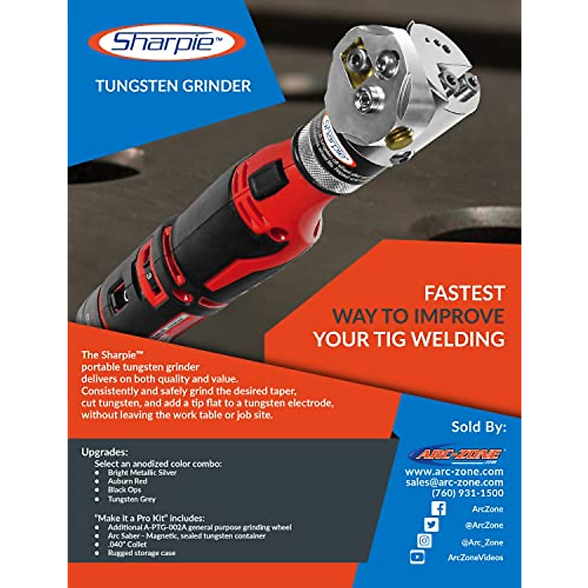 Sharpie DXCL Hand-Held Cordless Tungsten Sharpener Grinder, Adjustable 15°- 45°, Diamond Ground Tapers (Auburn Red/Black Ops)