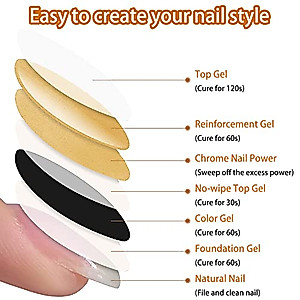 6Colors Chrome Nail Powder, Metallic Holographic Mirror Nail Art Powder , Gold Rose Pink Nail Pigment Glitter Powder with 2PCS Eyeshadow Sticks for Gel Nails Salon DIY Nail Art Supplies (Gold)