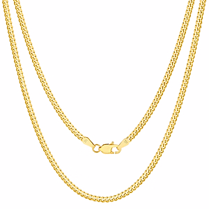 Nuragold 14k Yellow Gold 2.7mm Solid Miami Cuban Link Chain Pendant Necklace, Mens Womens Jewelry 16" 18" 20" 22" 24" 26" 28" 30"