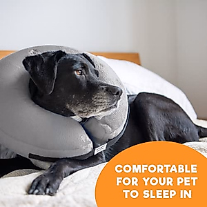 BENCMATE Protective Inflatable Collar for Dogs and Cats - Soft Pet Recovery Collar Does Not Block Vision E-Collar (Large, Grey)