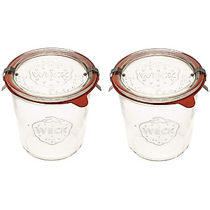 Weck Canning Jars 742 - Weck Mold Jars made of Transparent Glass - Eco-Friendly Canning Jar - Storage for Food, Yogurt with Air Tight Seal and Lid - 1/2 Liter Tall Jars Set - (2 Jars)