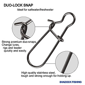 Shaddock Fishing 100 Pack Duo Lock Snaps(Size 2# Test: 55LB)