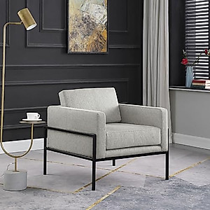 HomePop Modern Metal Frame Home Décor|Accent Chairs for Living Room & Bedroom, Sustainable Gray Woven