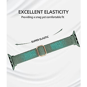 Charlam Compatible with Apple Watch Band 40mm 41mm 38mm for Women Girls, Cute Braided Stretchy Strap Comfortable Thin Elastic Nylon Wristbands for iWatch SE Series 8 7 6 5 4 3 2 1, 38 40 41 mm, B