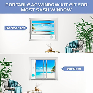 Portable AC Window Vent Kit with 5.9" Coupler, Pawcute Sliding Air Conditioner Plate Kits for Sliding Window, Adjustable 17-60 inch Portable AC Window Seal Plates for 5.9inch Exhaust Hose
