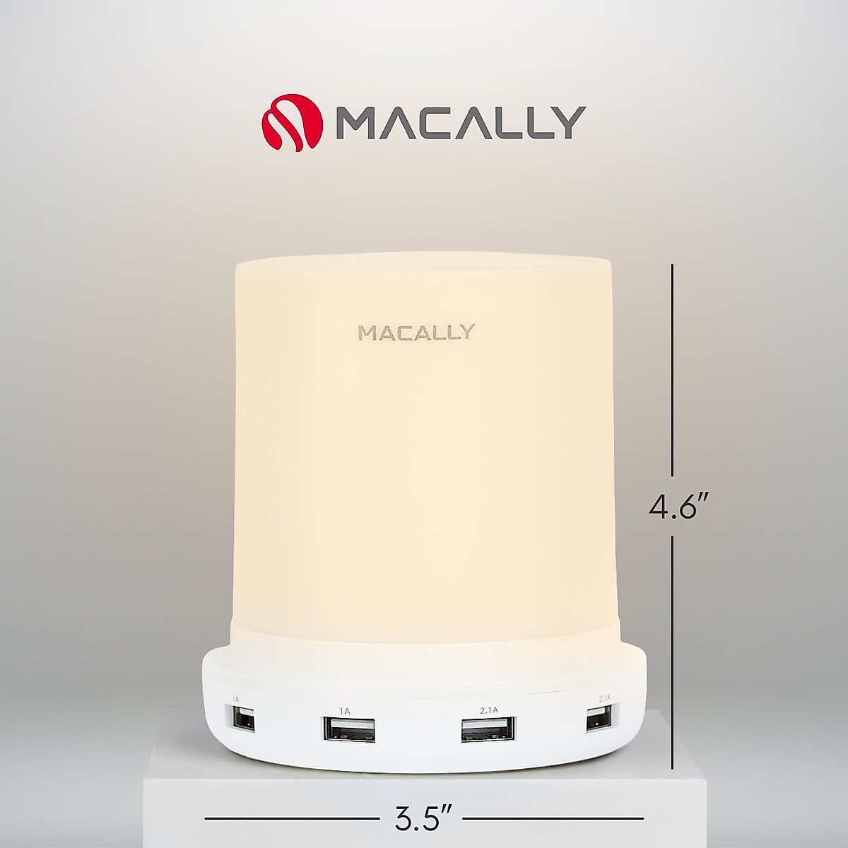 Macally Small Touch Lamps for Nightstand - Bedside Lamp with USB Port - 3 Way Dimmable Short Table Lamp for Small Spaces - Use as Night Light and Charger in Bedroom