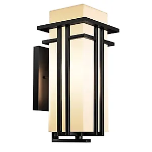 Yoenecea Outdoor Lighting Fixtures Wall Mount, Outdoor Wall Lights Modern with Frosted Glass, Aluminum Exterior Light for House Outdoor Wall Lantern for Garage Porch Carriage Patio (12.2''H, 1 pc)