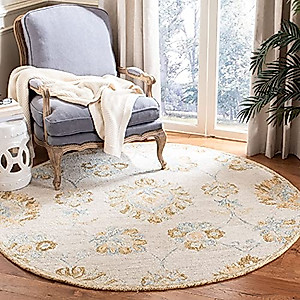 SAFAVIEH Blossom Collection 5' x 8' Beige / Sage BLM560B Handmade Premium Wool Area Rug