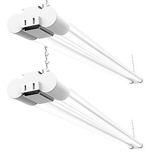 Sunco Linkable LED Utility Shop Light, 4500 LM, 5000K Daylight, 4 FT, 48 Inch Integrated Fixture for Garage, 40W Equivalent 150W, Surface + Suspension Mount, White 2 Pack