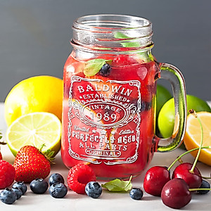 Cuptify Personalized Beer Glass 34th Birthday Perfectly Aged 34 Years Old 1989 Etched Mason Jar Glass 16 oz Drinking Glasses with Handle