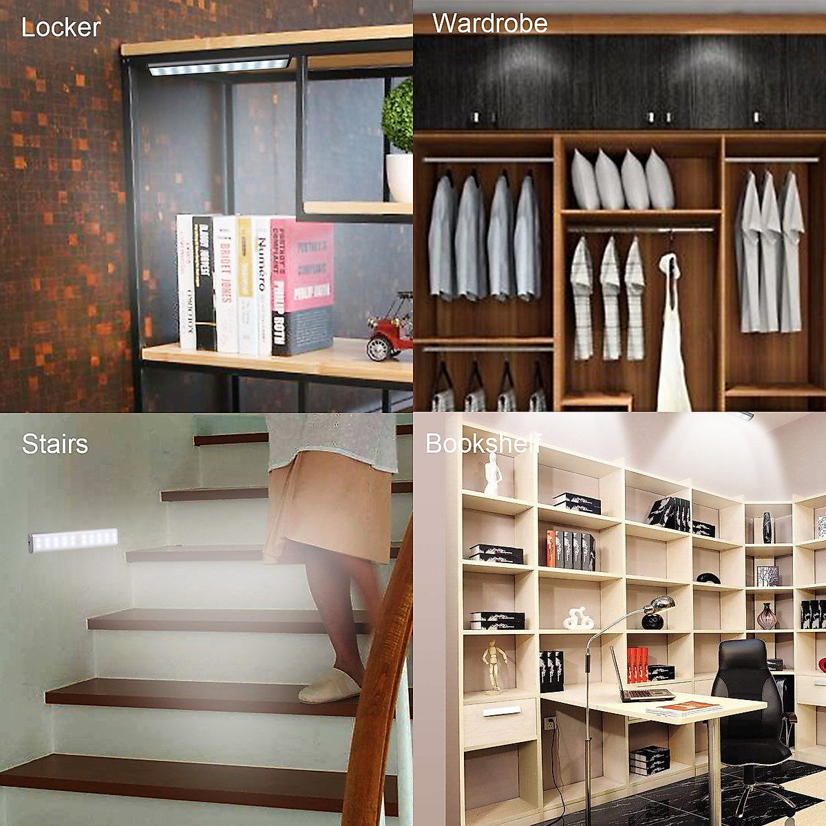 Stick-On Anywhere Portable Closet Lights Wireless 20 Led Under Cabinet Lighting Motion Sensor Activated Build in Rechargeable Battery Magnetic Little Safe Night Tap Light for Closet Cabinet (Silver)