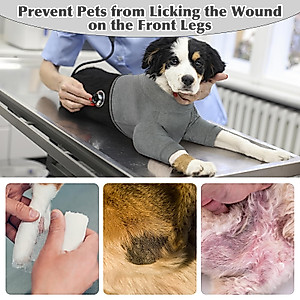 IDOMIK Dog Recovery Sleeve, Dog Surgery Recovery Suit Front Leg, Comfy Dog Joint Leg Sleeves After Surgery, Dog Elbow Braces Protector for Leg Injuries & Joint Pain, Dog Cone Collar Alternatives,Grey