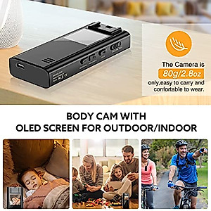 Losfom Z01 Body Camera with Audio, 1080P Mini Body Cameras with Infrared Night Vision, Police Body Cam with Upgrade Rotate Clip, Support 10HR Battery Life for Riding,Meeting, Indoor(with 64GB)