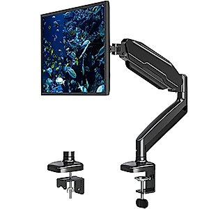 MOUNT PRO Single Monitor Desk Mount - Articulating Gas Spring Monitor Arm, Removable VESA Mount Desk Stand with Clamp and Grommet Base - Fits 13 to 32 Inch LCD Computer Monitors, VESA 75x75, 100x100