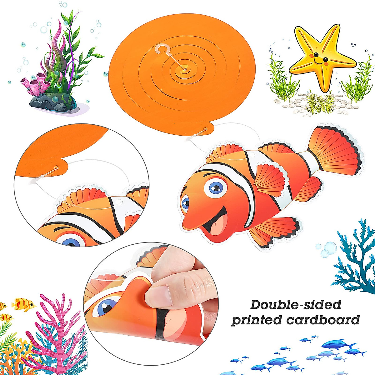 30 Pieces Sea Animals Hanging Swirl Decorations Under the Sea Birthday Party Ceiling Decor for Boys Girls Ocean Mermaid Creatures Baby Shower Tropic Fish Beach Party Favors Supplies